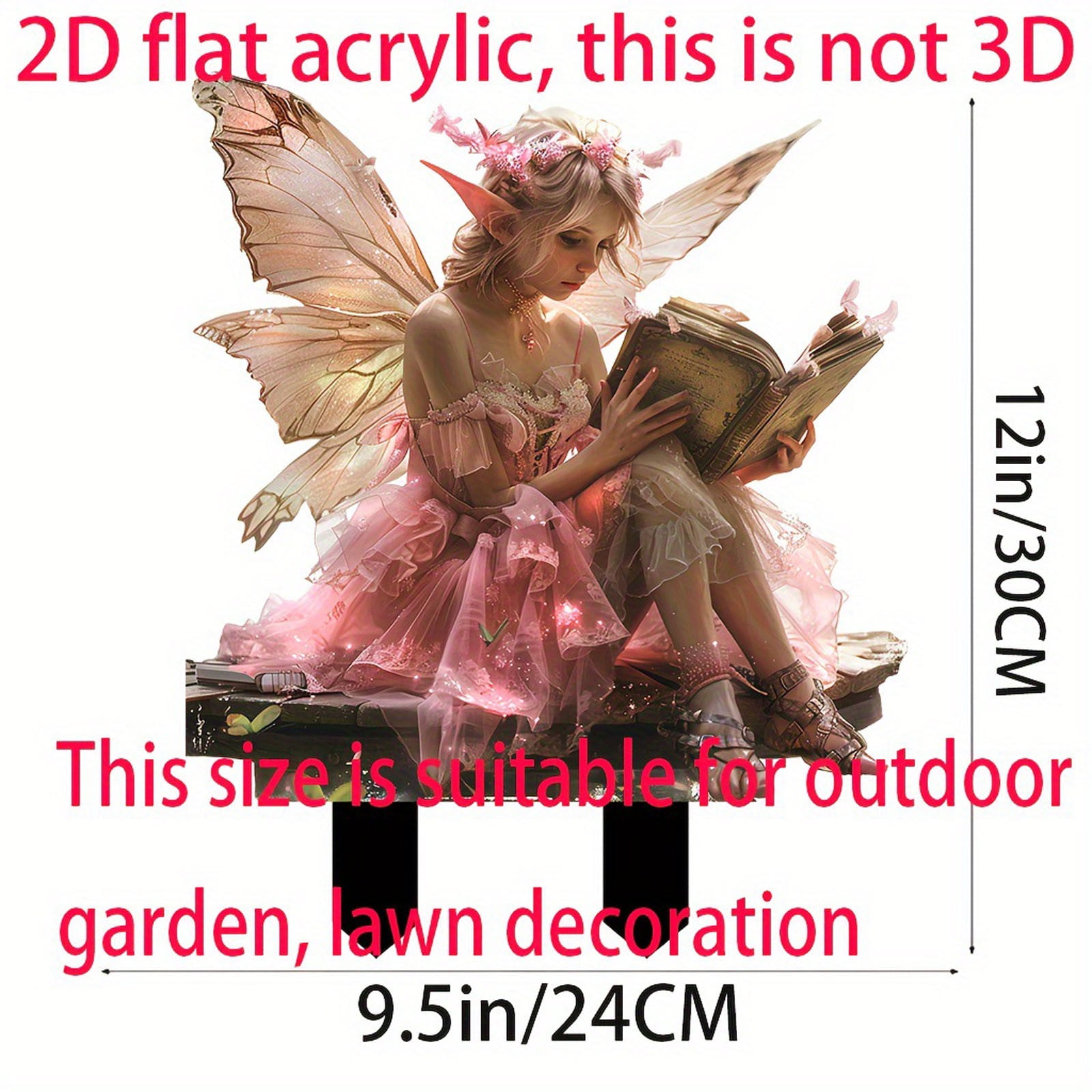 SLYNSHome Lawn Decoration Yard Butterfly Angel Reading Book Statue with ...