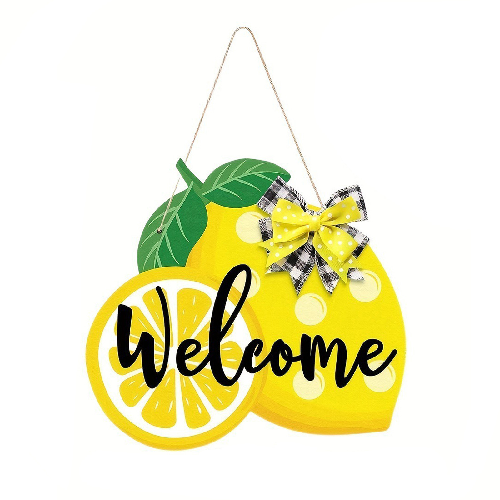 SLYNSHome Clearance Lemon Welcome Plaque for Front Door Decor,Wooden ...