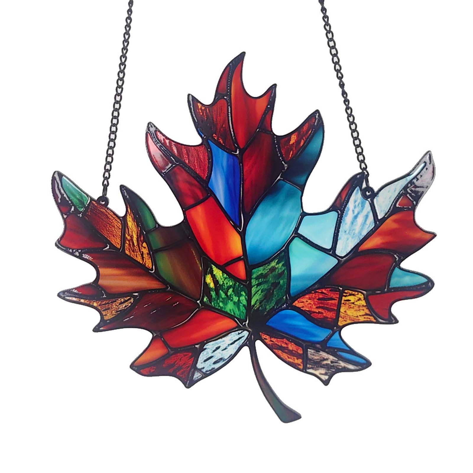 SLYNSHome Maple Leaves Suncatcher for Window Hangings Leaf Stained ...