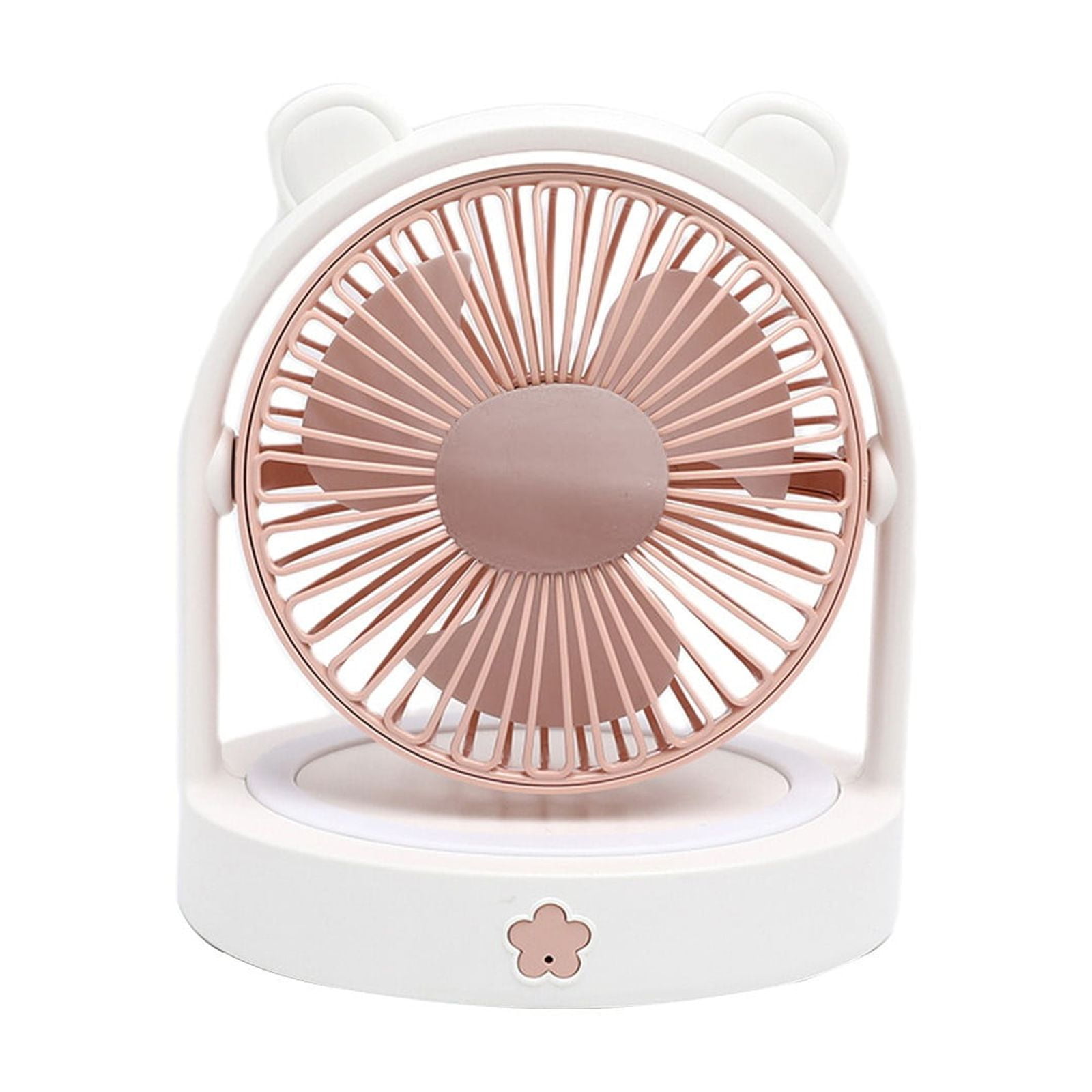 SLYNSHome Small Desk Fan with LED Lights Quiet Cute Bear Table Fan ...