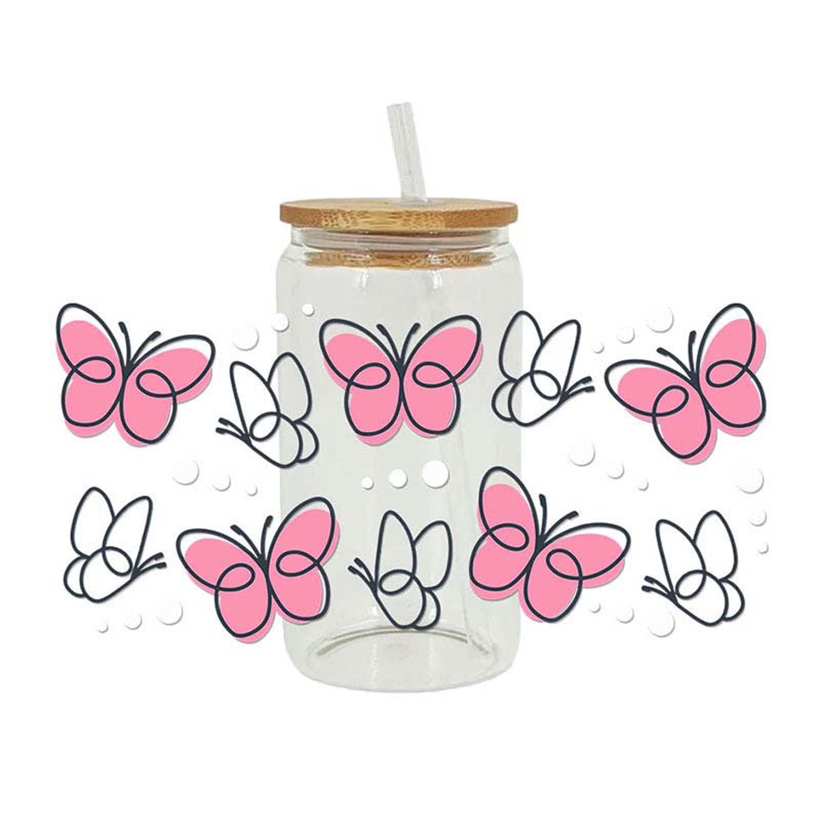 SLYNSHome UV DTF Cup Wrap,Butterfly Transfer Stickers for Cups,Beautiful Cartoon Rub on Transfer ...