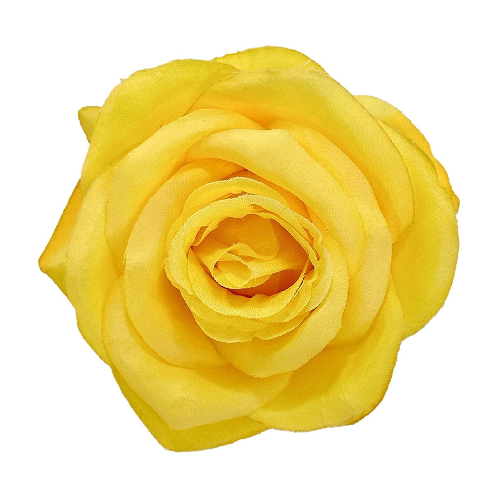 SLYNSHome Fake Rose Flower Heads Yellow Artificial Silk Rose Head for ...