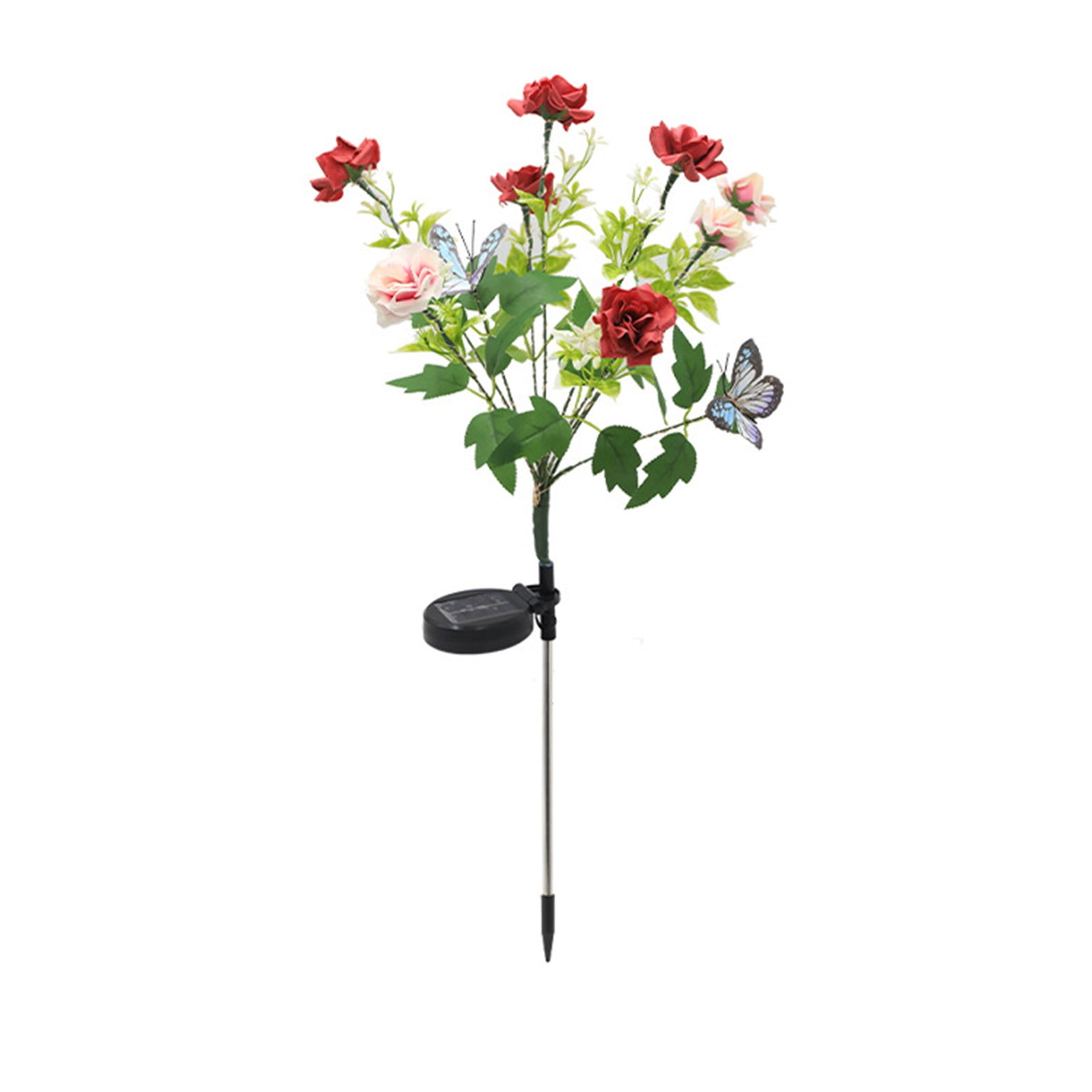 SLYNSHome LED Solar Flower Lights with Realistic Rose Flowers ...