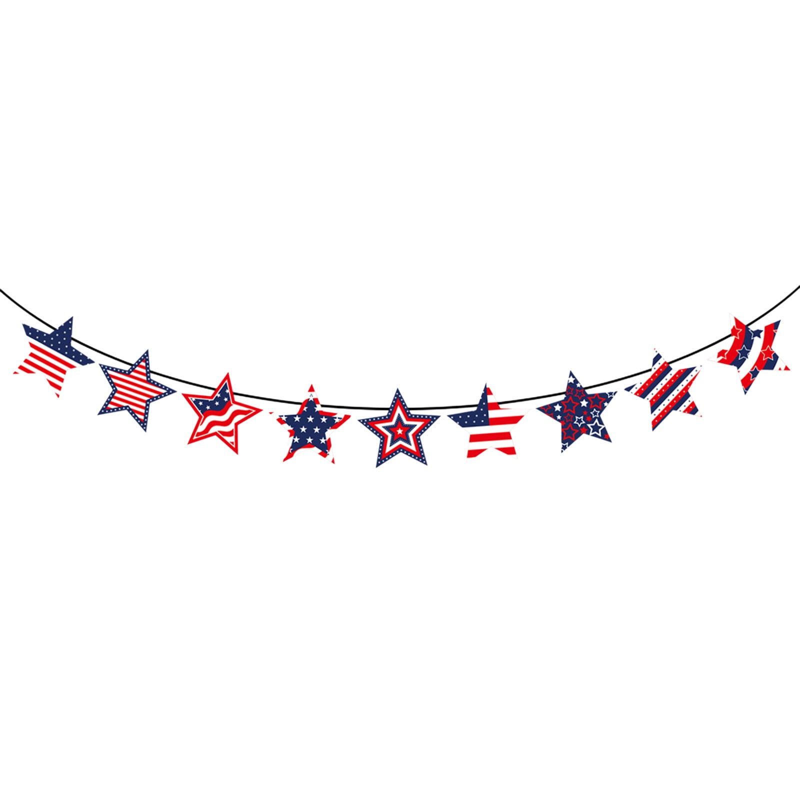SLYNSHome Patriotic Star Streamers Garland Red White Blue Bunting ...