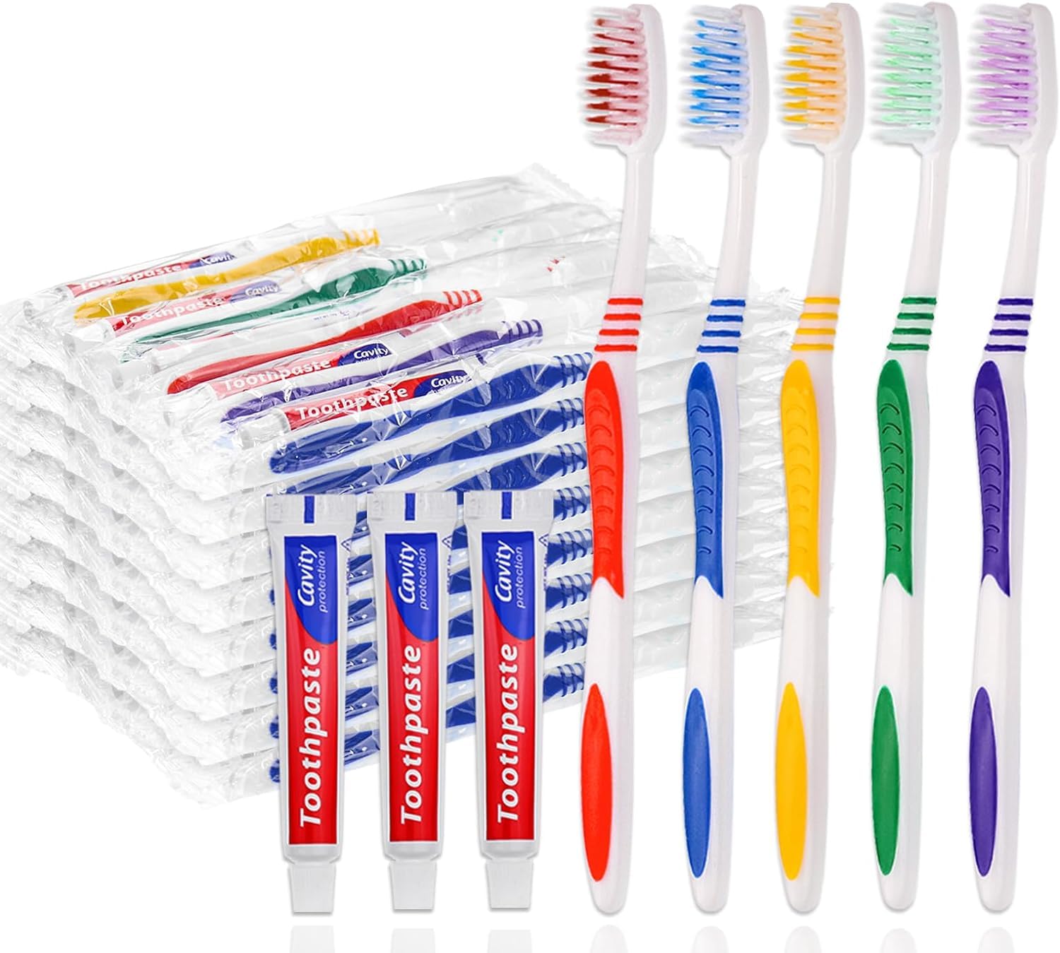 SLequipo 100 Pack Disposable SSF20 Toothbrushes with Toothpaste Wrapped ...
