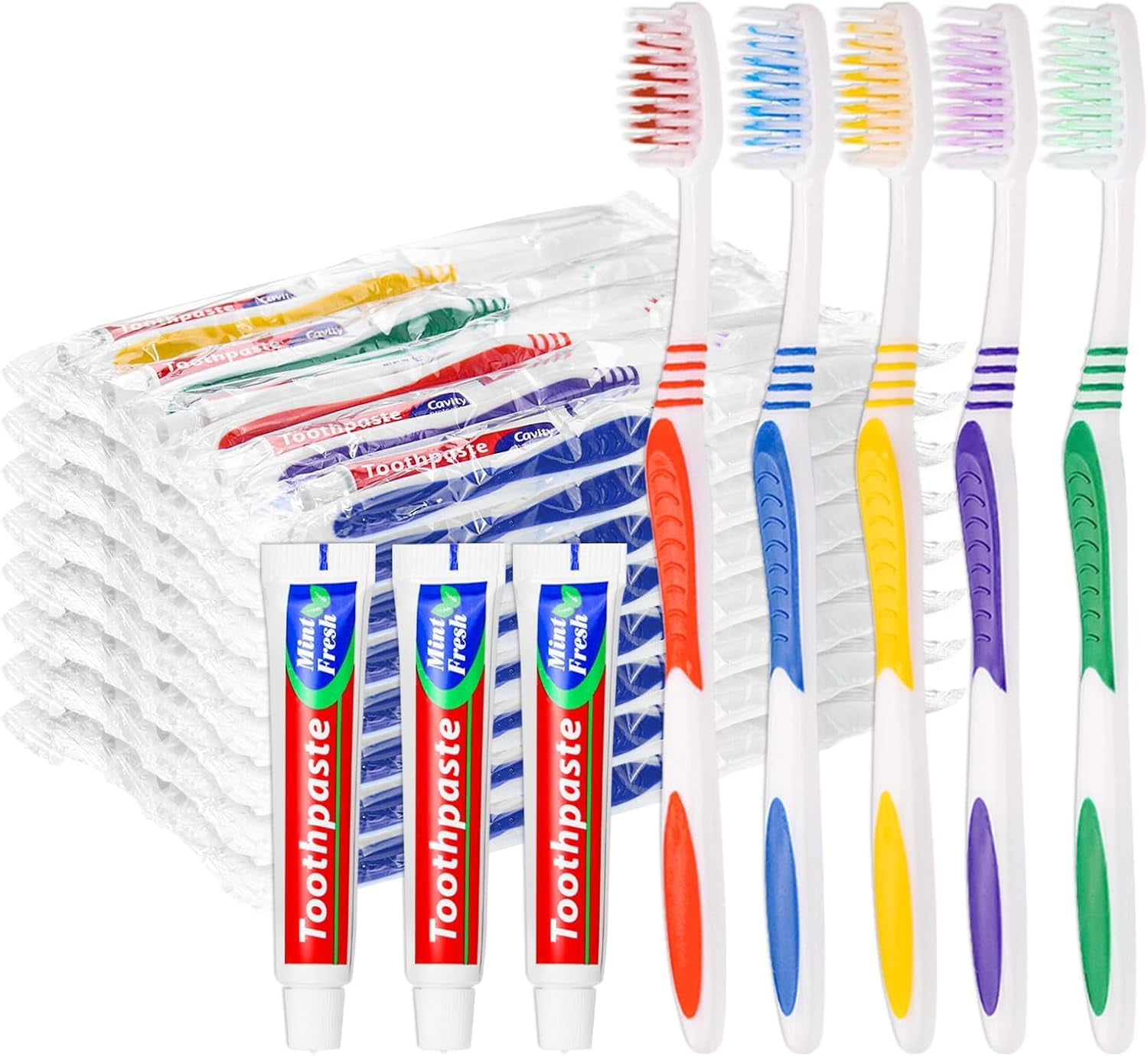 SLequipo 25 Pack Disposable OIF8 Toothbrushes with Toothpaste ...