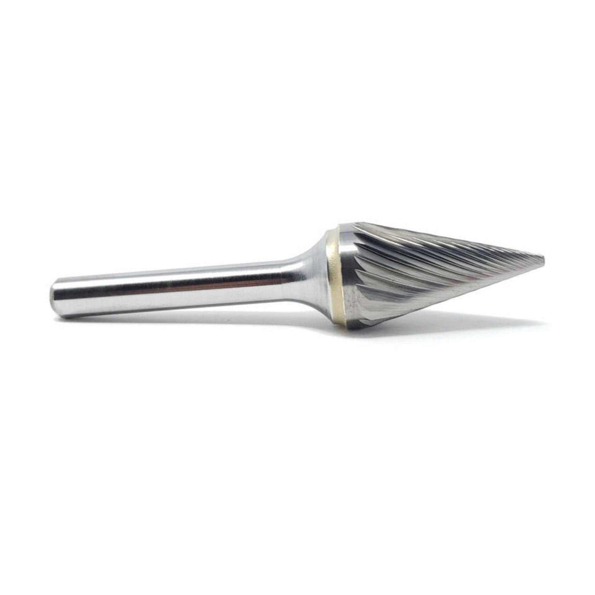 HELONGCO Single Cut Cone Pointed End 5/8" x 1" Carbide Burr Bit, 1/4 ...