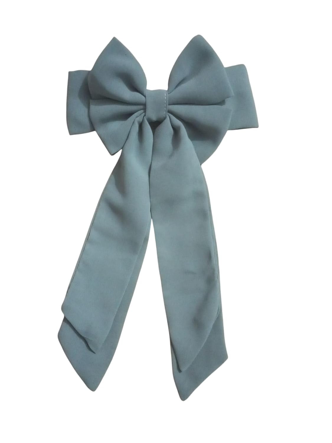 SM CREATION Premium Hair Bow Handcrafted Long Tail Design Sage Grey ...