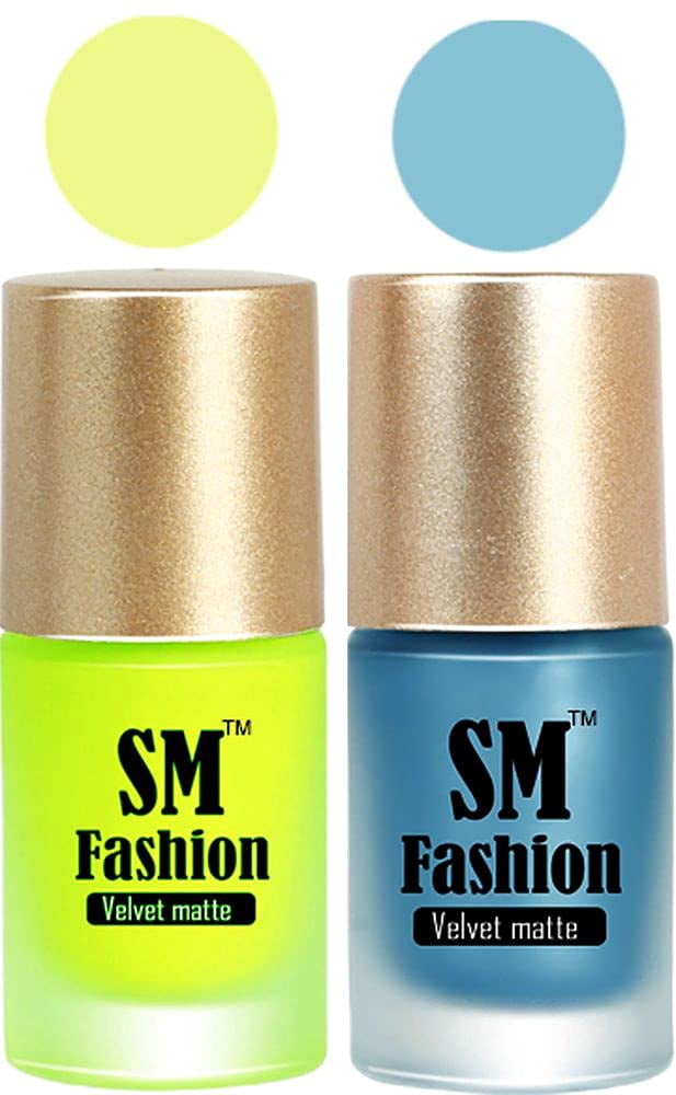 SM FASHION Nail Polishes NeonSky Blue Velvet Matte Nail Paint Combo Set ...
