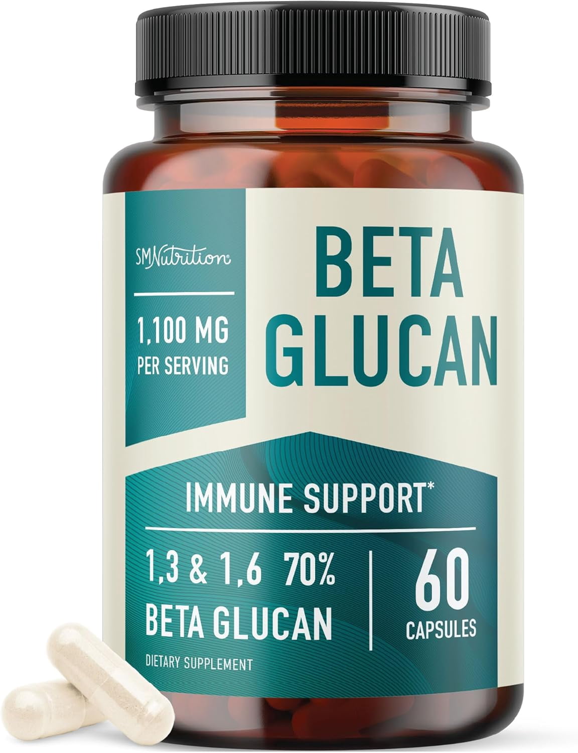 Beta Glucan Supplement 1100mg for Immunity, Skin & Gut Support | 1,3D ...