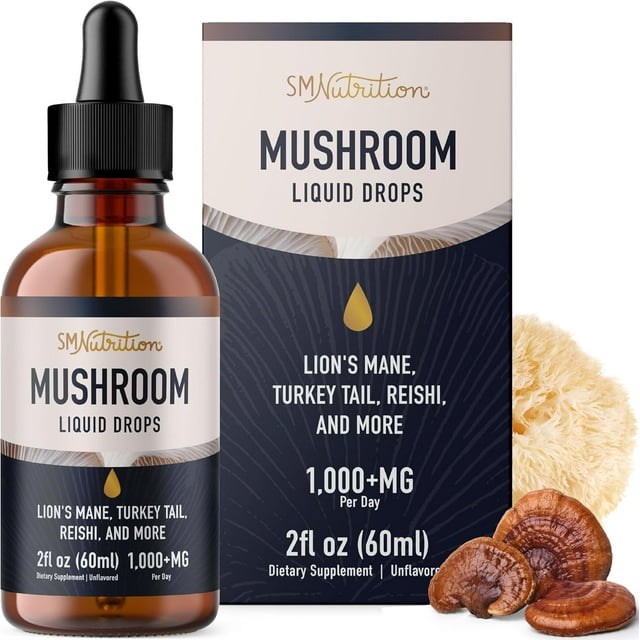 Mushrooms Liquid Drops Complex | Lions Mane Supplement for Cognitive ...