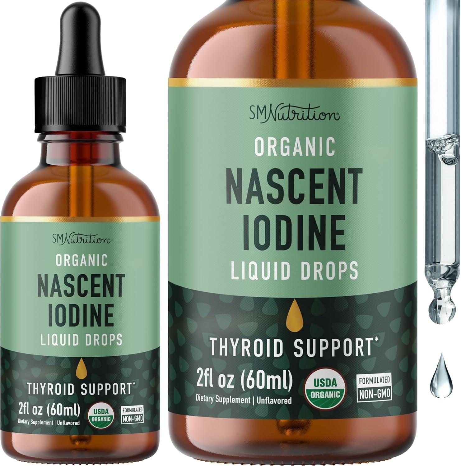 Organic Iodine Liquid for Thyroid Support | 1 Year Supply | Certified ...