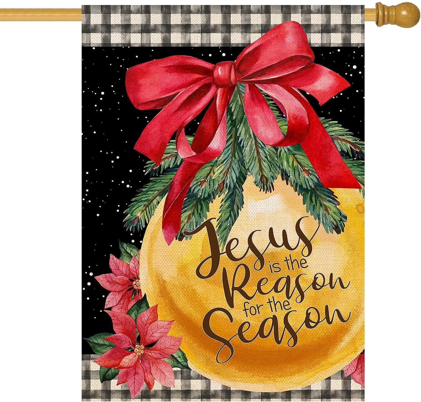 SM-XLHN Christmas Garden Flag Burlap Double Sided, Christmas Jesus is ...