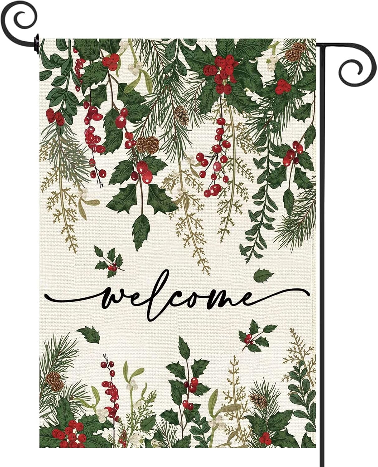 SM-XLHN Holly Red Berries Christmas Garden Flag 12x18 Inch Double Sided ...