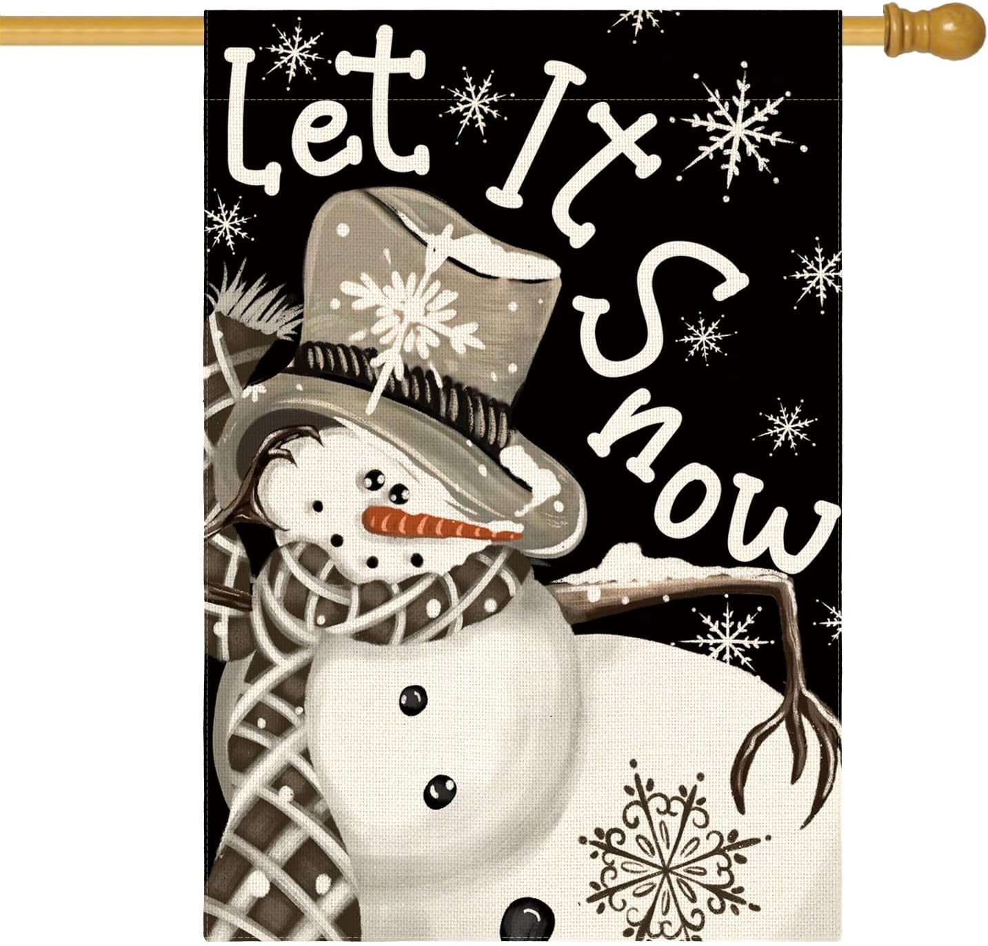 SM-XLHN Let It Snow Snowflake Snowman Christmas House Flag 28x40 Inch ...