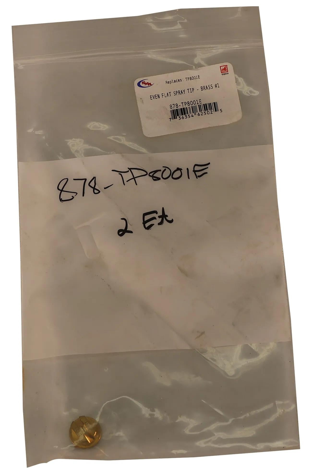 SMA Products TEEJET EVEN FLAT SPRAY TIP - BRASS #1 - 878-TP8001E ...