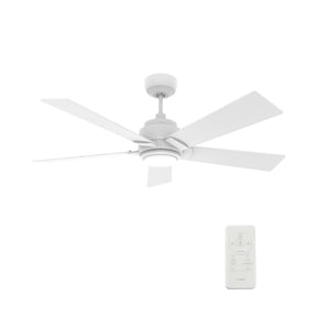 "52"" White/Gold Wifi Smart Ceiling Fan with Dimmable LED Light, Remote ...