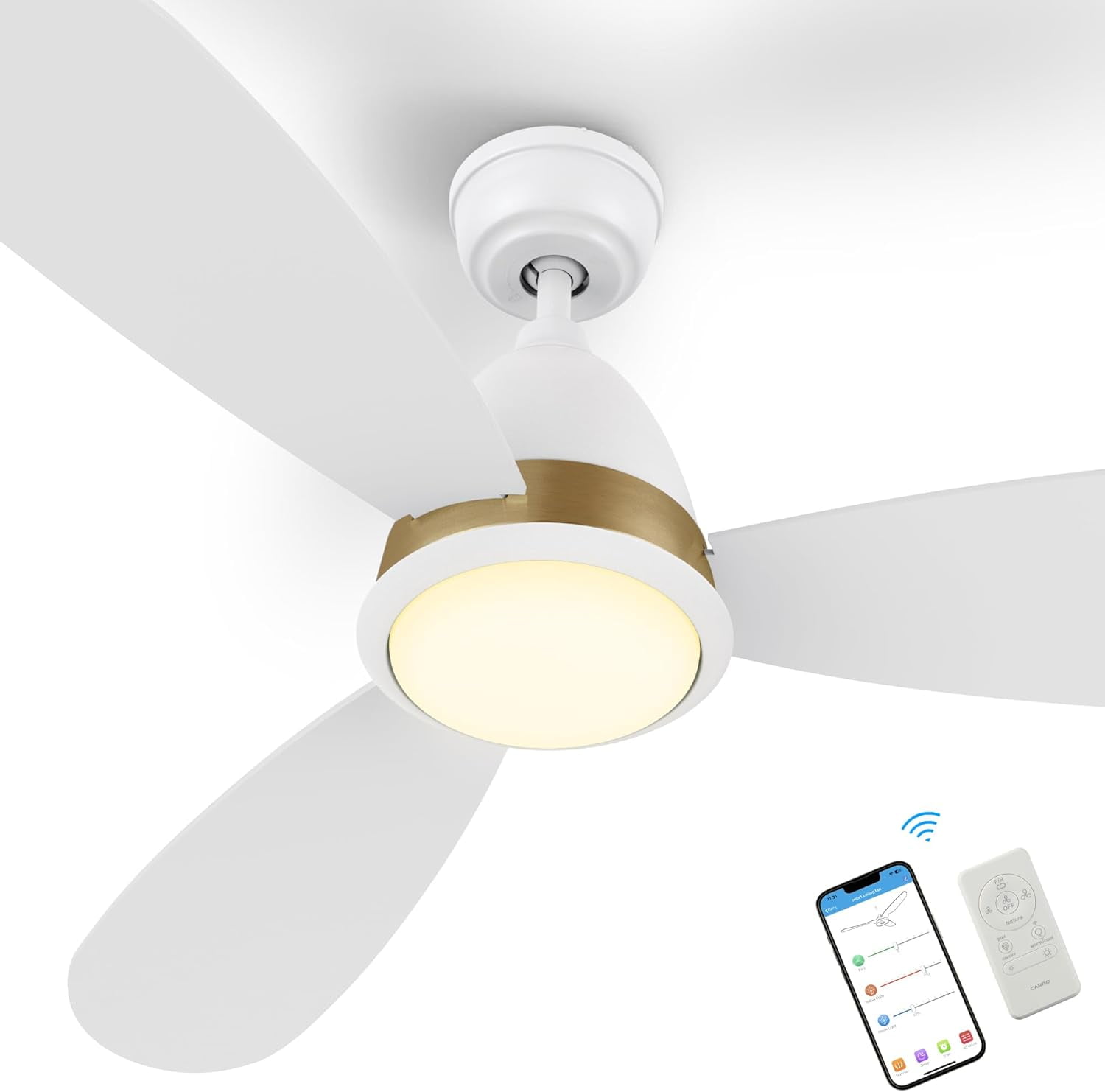 SMAAIR 52 Inch Smart Ceiling Fan with Lights and Remote,Low Profile ...