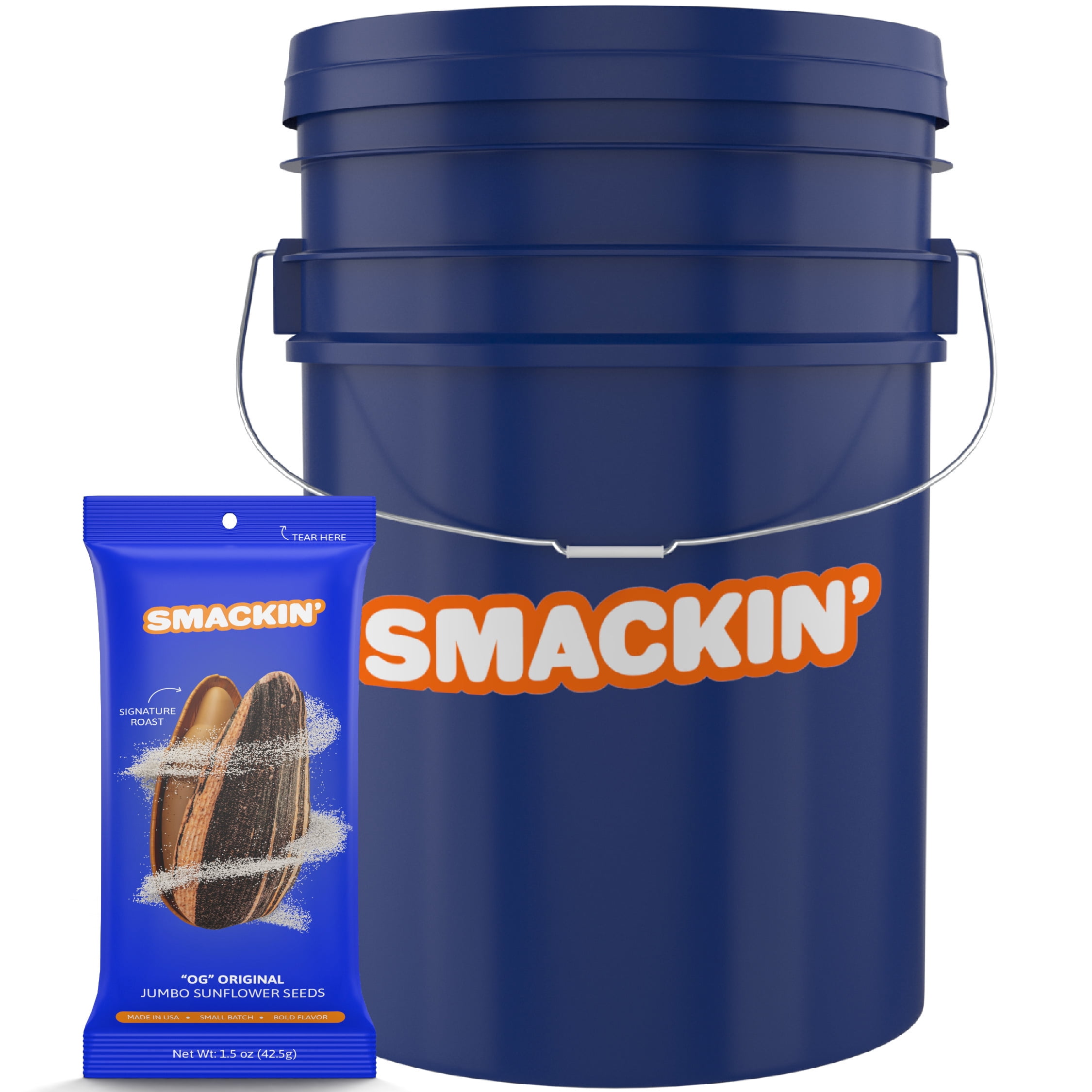 SMACKIN' Original Roasted Jumbo Sunflower Seeds, 4oz Resealable Bag, 12 ...