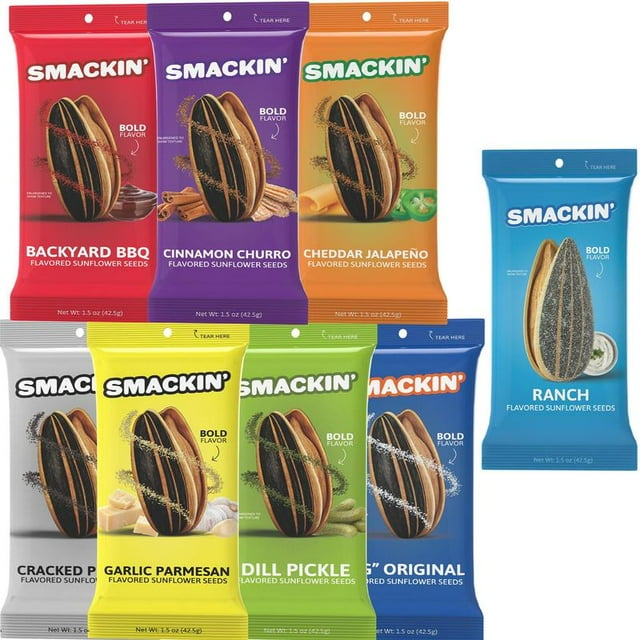 Smackin Sunflower Seed Sampler Pack 8 Bags 8 Flavors