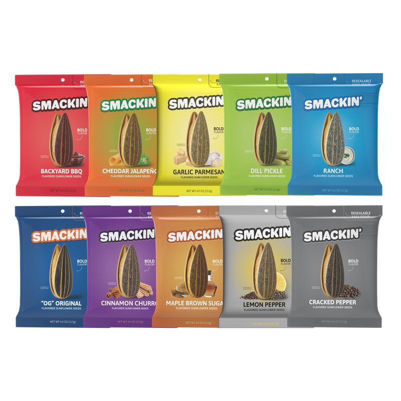 SMACKIN' Sunflower Seed Sampler Pack, Variety Flavors, No salty burn ...