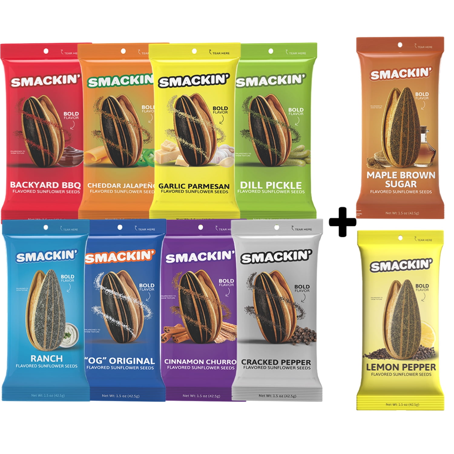 SMACKIN' Sunflower Seeds | Roasted Jumbo Sunflower Seeds | 6 Flavor ...