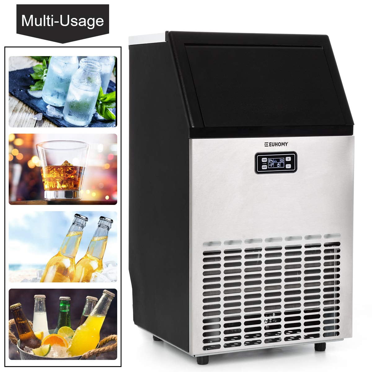 SMAD Freestanding Commercial Ice Maker 99LBS/24H Machine Quick for Bars ...