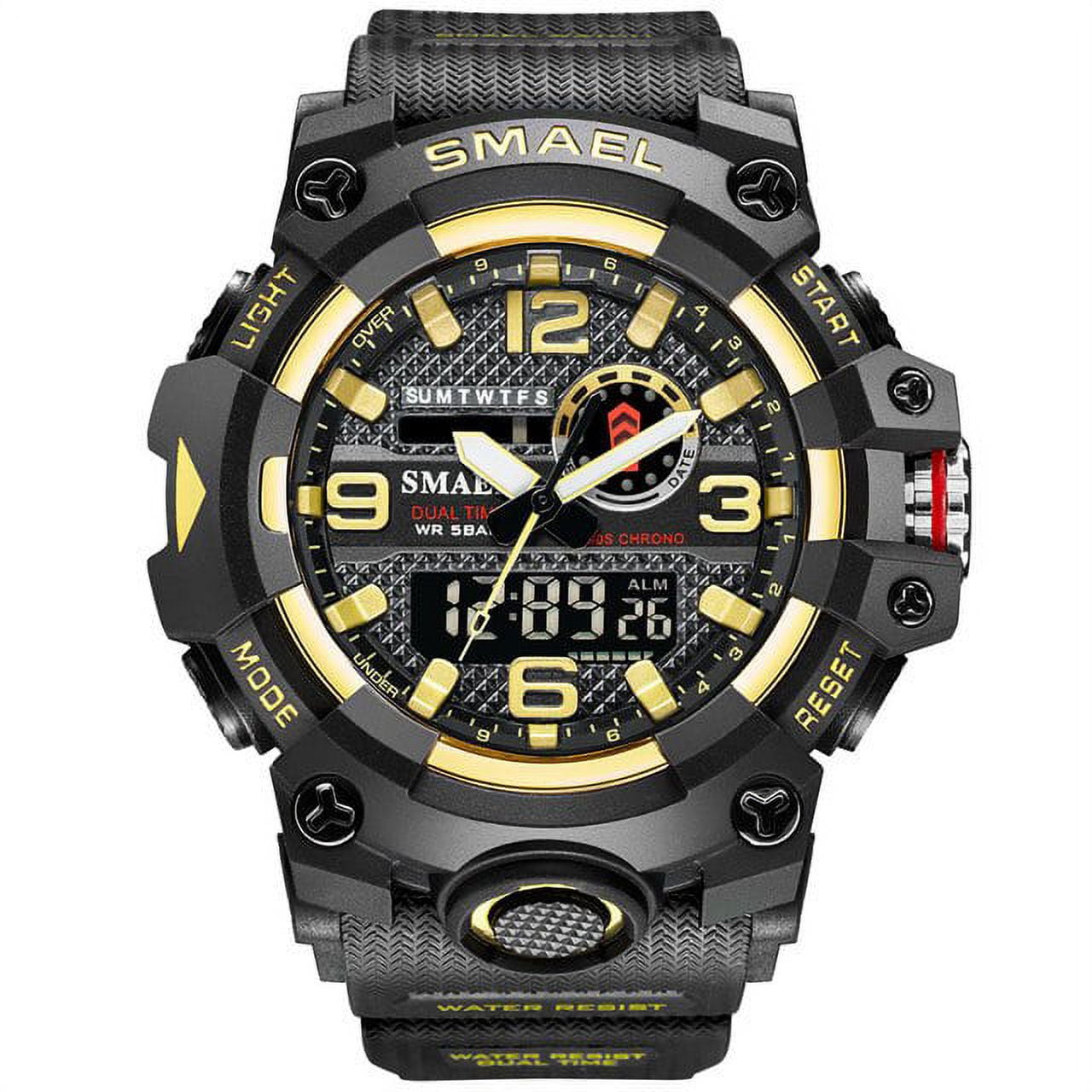 SMAEL Men Sport Watches Dual Time Digital Watch Quartz 50m Waterproof ...