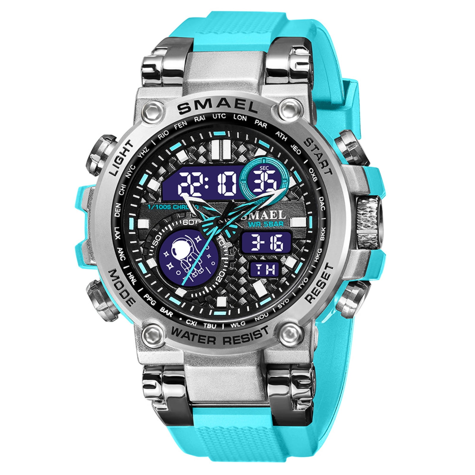SMAEL Men's Stainless Steel Digital Watch - Waterproof Military Sport ...