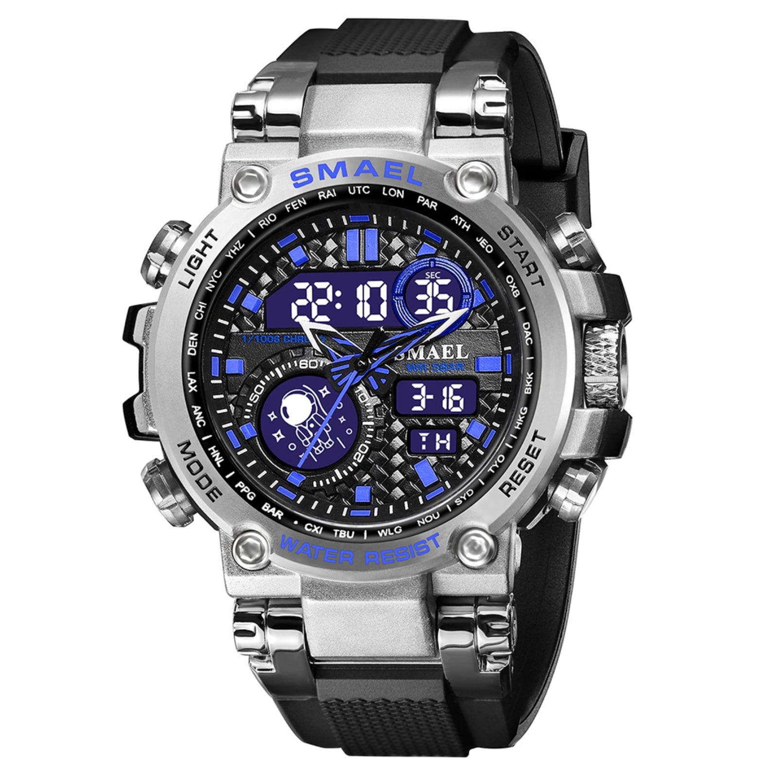 SMAEL Men's Stainless Steel Digital Watch - Waterproof Military Sport ...