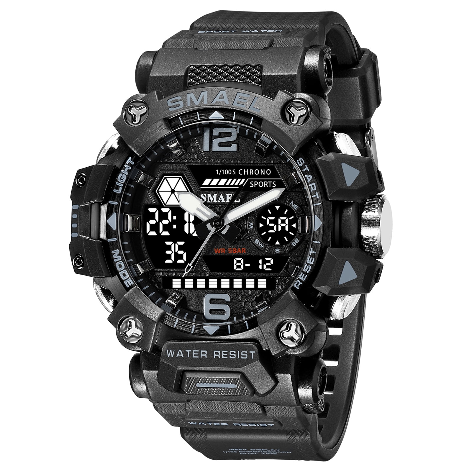 SMAEL Sport Quartz Watches For Men Military Digital-Analog Dual Display ...