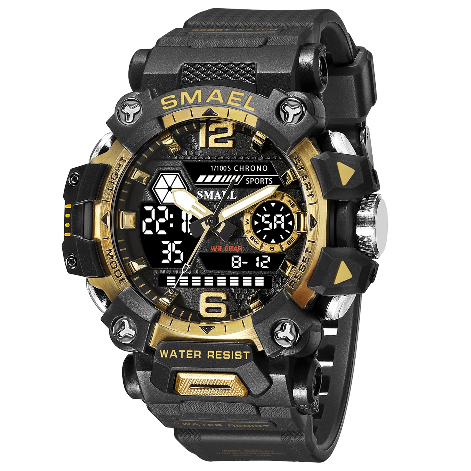 SMAEL Sport Quartz Watches For Men Military Digital-Analog Dual Display ...
