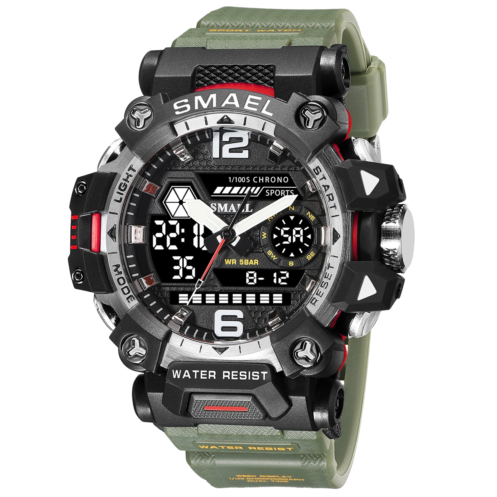 SMAEL Sport Quartz Watches For Men Military Digital-Analog Dual Display ...