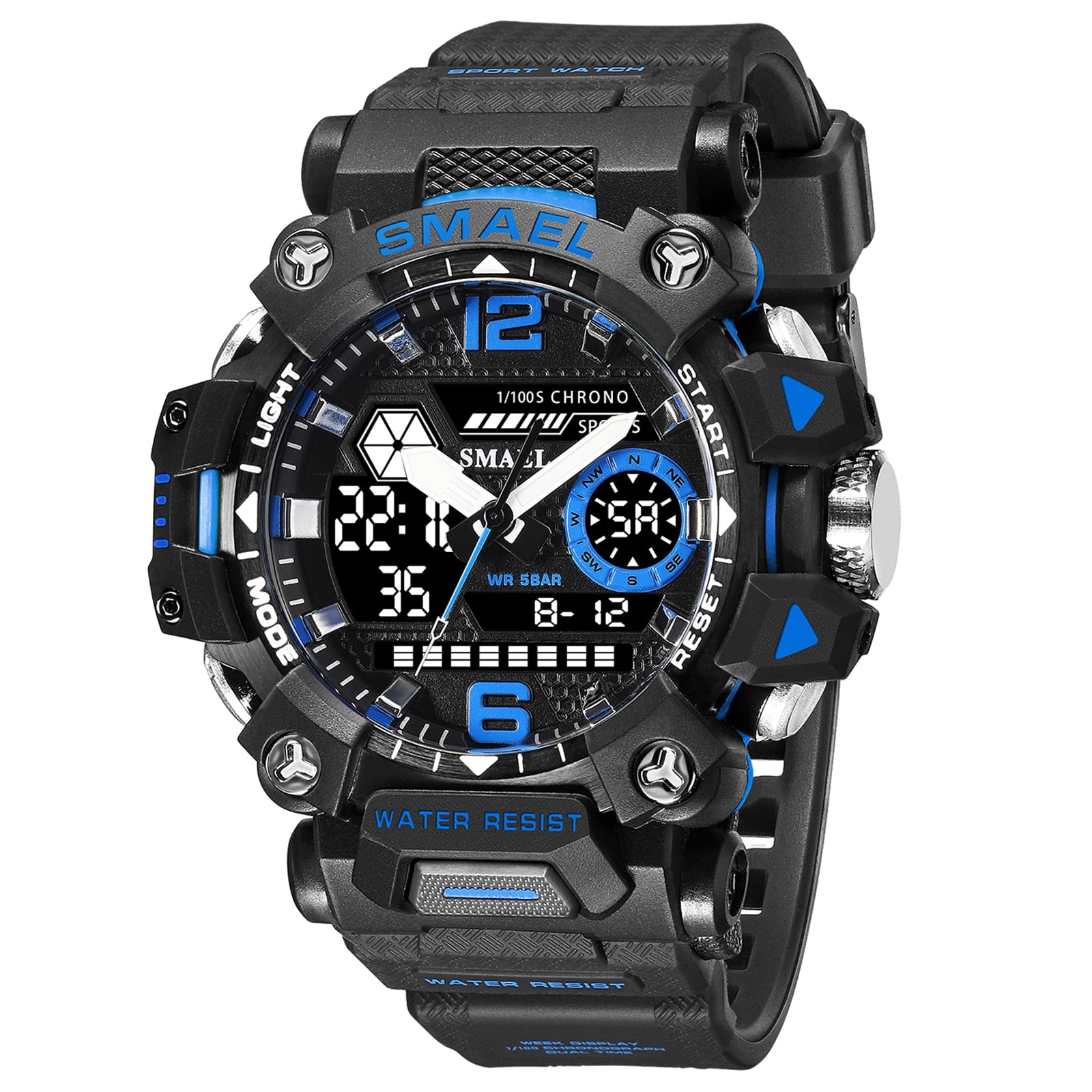 SMAEL Sport Quartz Watches For Men Military Digital-Analog Dual Display ...