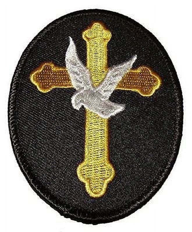SMALL CHRISTIAN CROSS WITH DOVE PATCH HOLY SPIRIT RELIGIOUS FAITH JESUS ...
