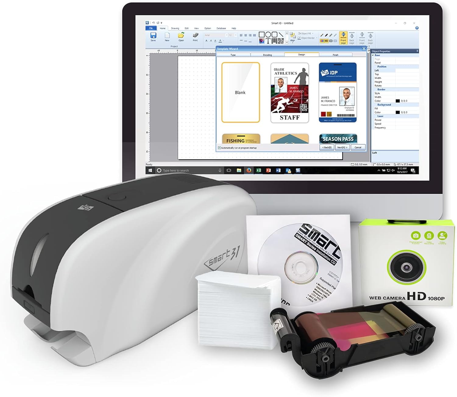 IDP SMART-31S ID Card Printer Bundle: Includes Printer, Color Ribbon ...