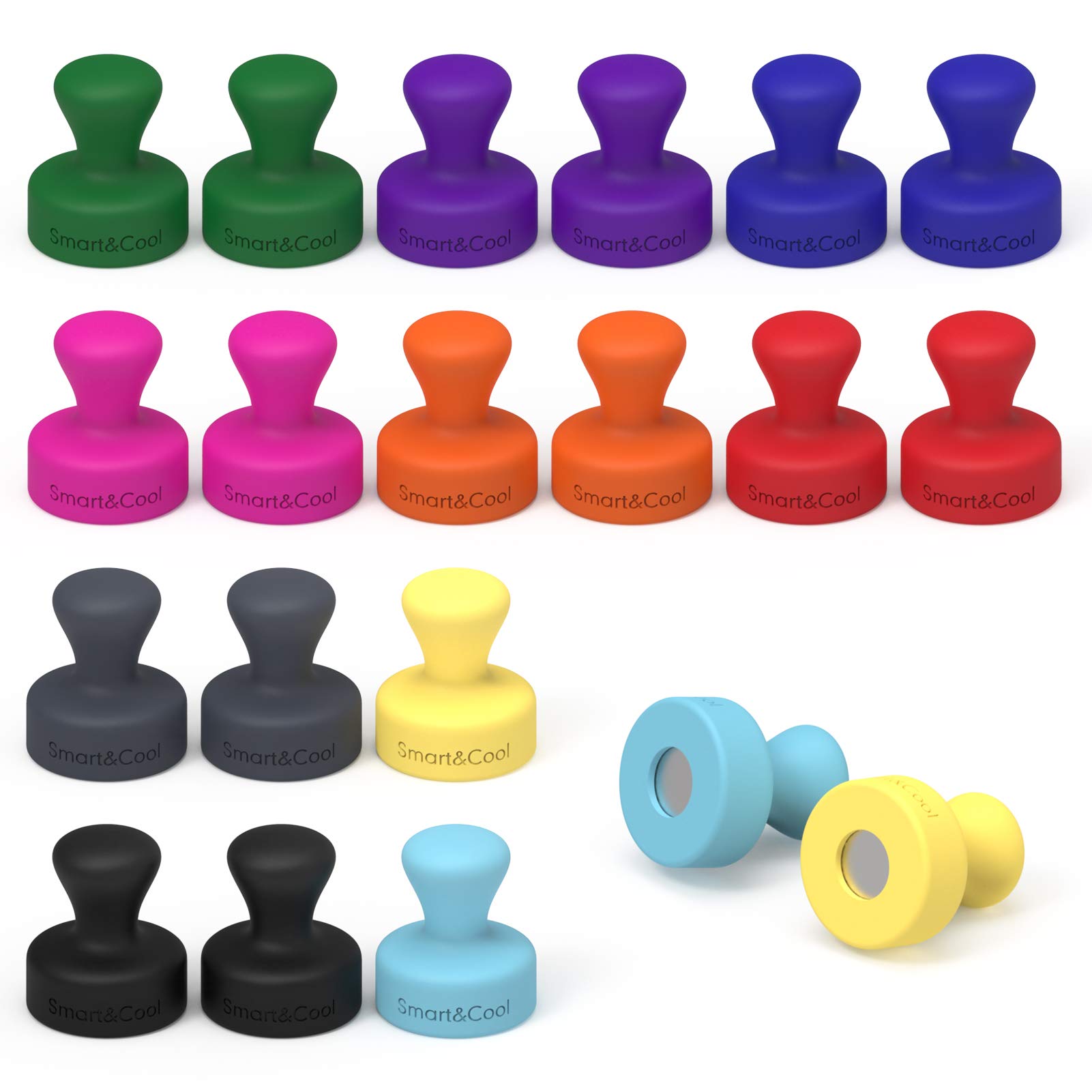 SMART&COOL 20 Pack Small Silicone Fridge Magnets, Anti Scratch Push Pin ...