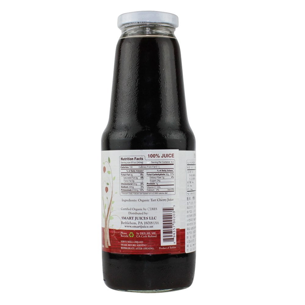 Smart Juice Organic 100% Tart Cherry 33.8oz - Walmart.com