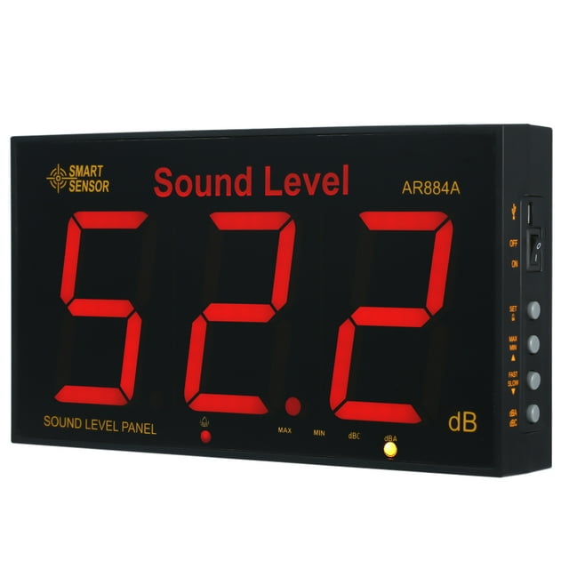 SMART SENSOR AR884A Sound Level Meter with Large LCD Screen Wall Mounted Digital Sound Level ...