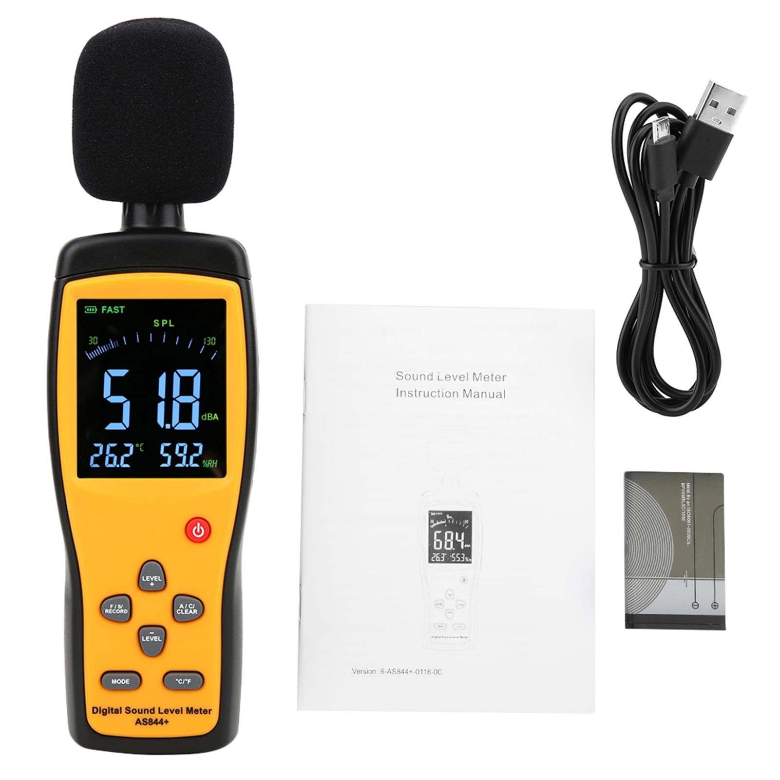SMART SENSOR AS844+ Sound Level Meter LCD Digital Decibel Meter Noise ...