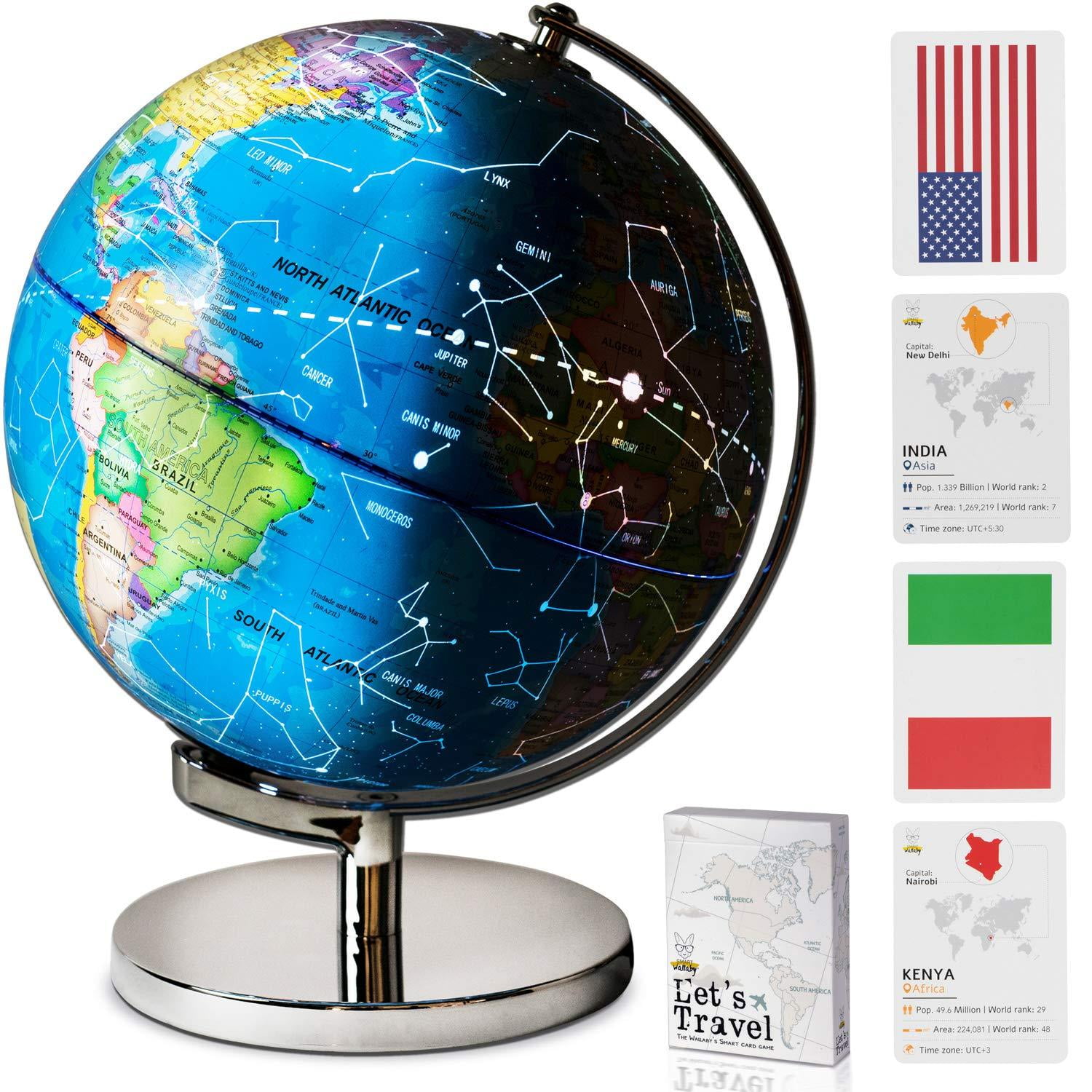 "SMART WALLABY Kids' Atlas 9"" Illuminated World Globe with Stand ...