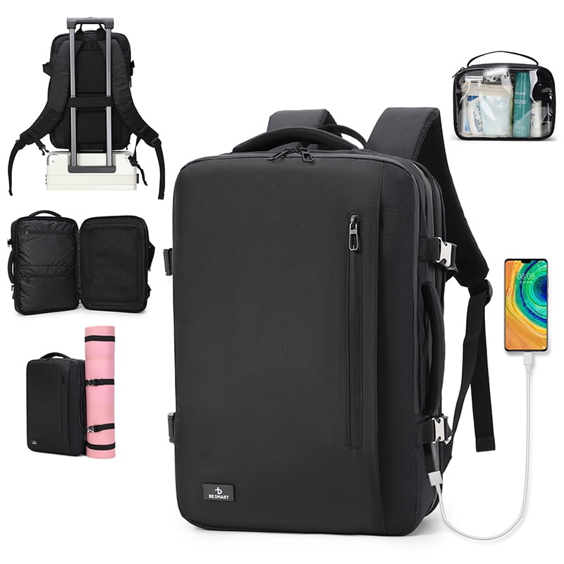 BE SMART Waterproof Expandable Travel Backpack with Trolley Sleeve ...