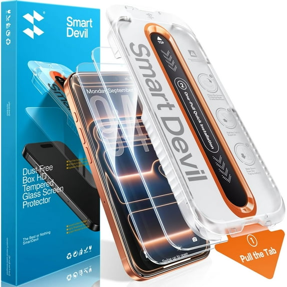 SMARTDEVIL 2 Pack Screen Protector for iPhone 17 Pro Max, 9H Hardness Military Grade ...