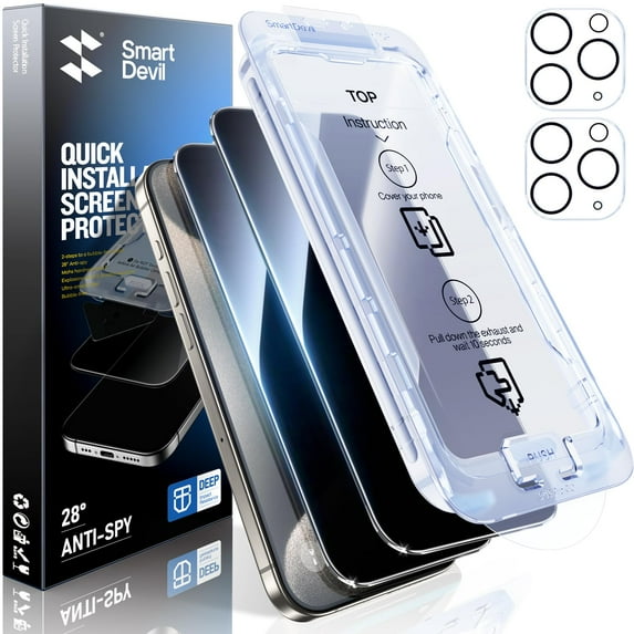 SMARTDEVIL Privacy Screen Protector for iPhone 15 Pro 2 Pack Private ...