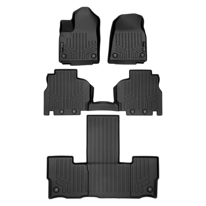 SMARTLINER All Weather Custom Fit Black 3 Row Floor Mat Liner Set ...