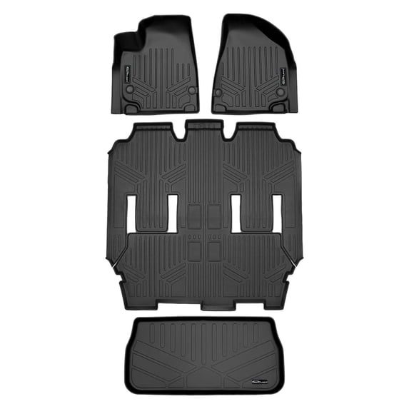 SMARTLINER Custom Fit Black 3 Row Liner Set & Cargo Liner Behind 3rd ...