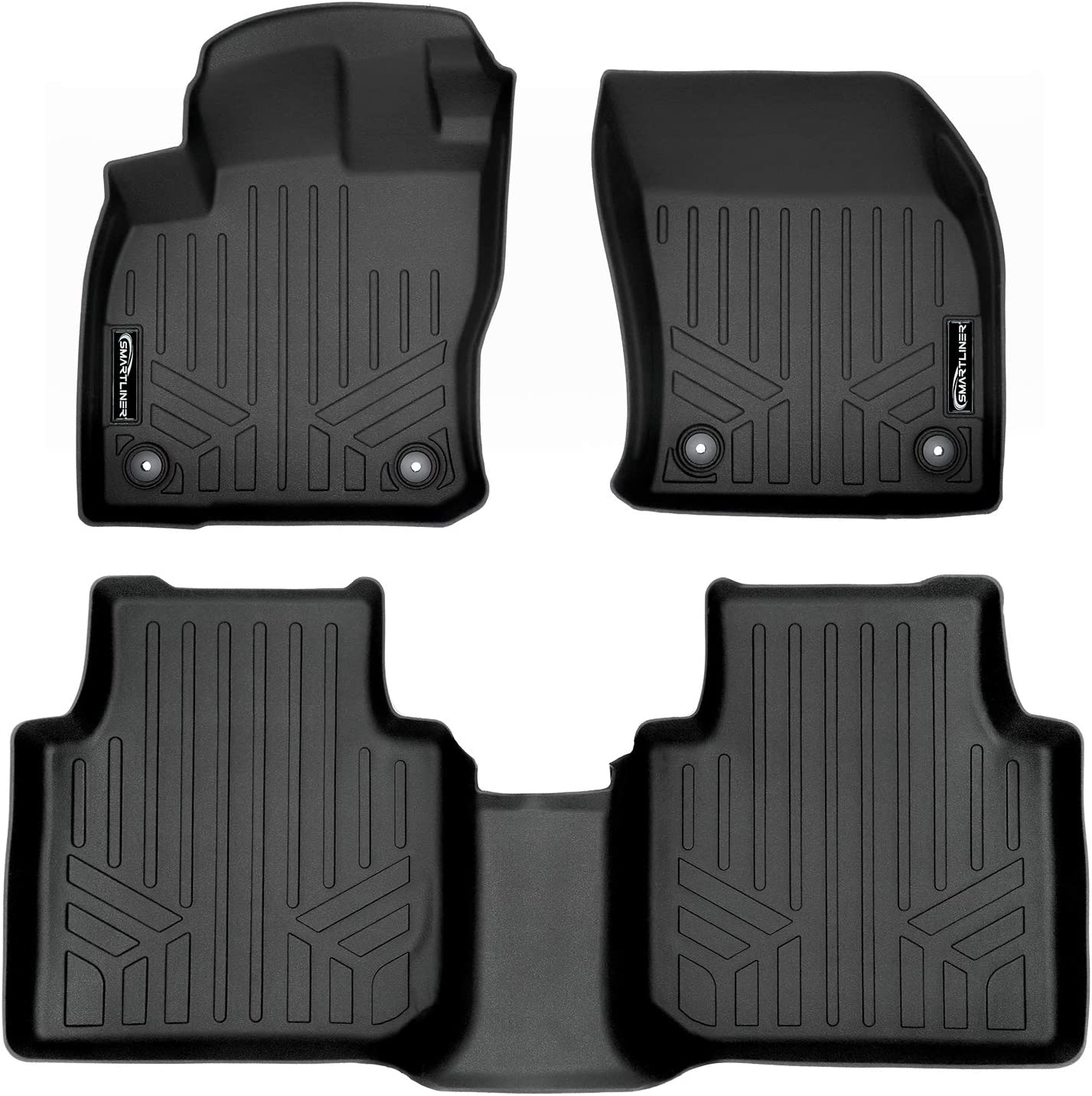 SMARTLINER Custom Fit Floor Mats 2 Row Liner Set Black Compatible with ...