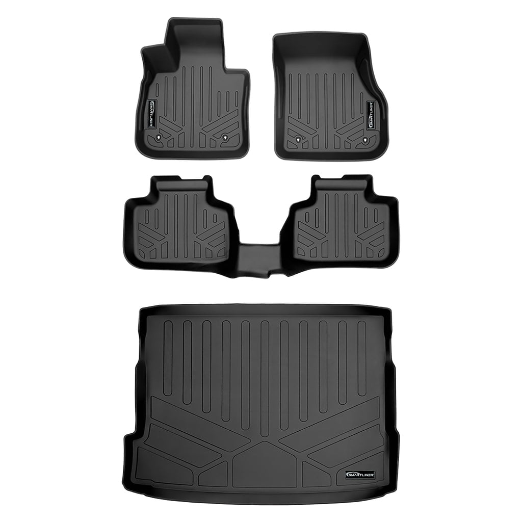 SMARTLINER Custom Floor Mats 2 Rows and Cargo Liner Behind 2nd Row Set ...