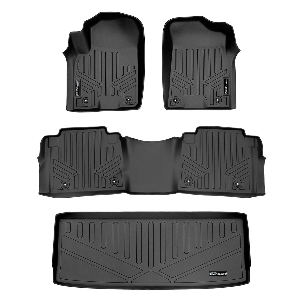 SMARTLINER Floor Mats 2 Rows and Cargo Liner Behind 2nd Row Set Black ...
