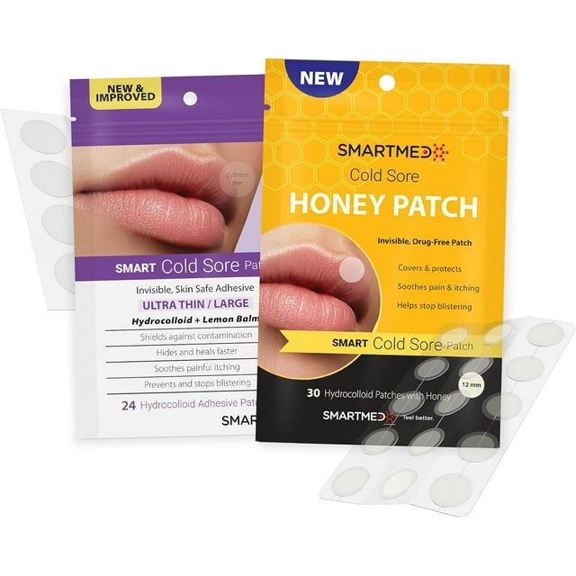 SMARTMED Cold Sore Treatment Patch Duo - Large Ultra Thin 15mm & Honey ...